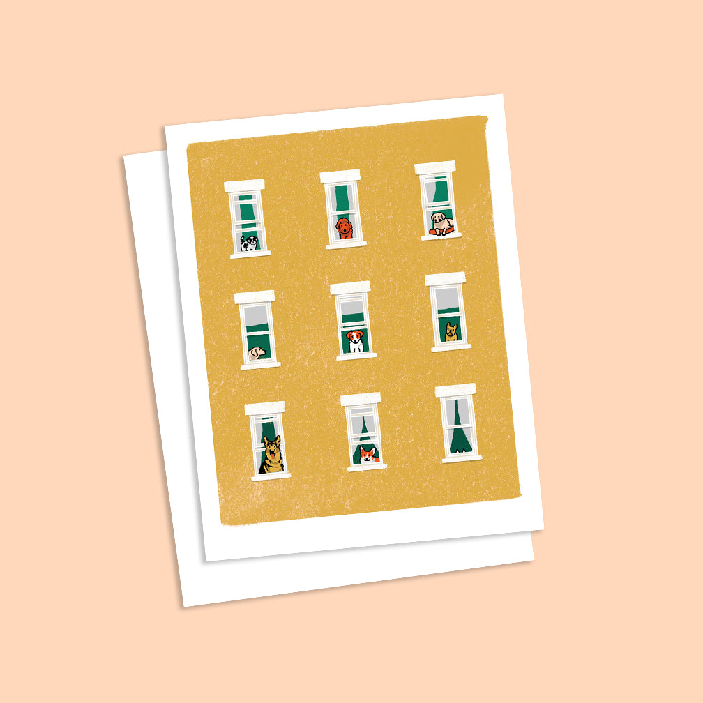 Dogs in Windows Card – Lunch City Studio