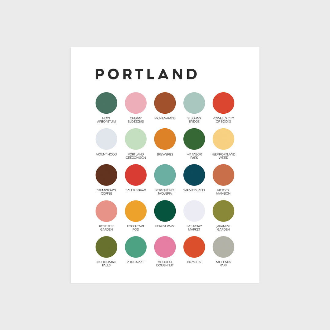 Portland, Oregon Color Palette Print – Lunch City Studio